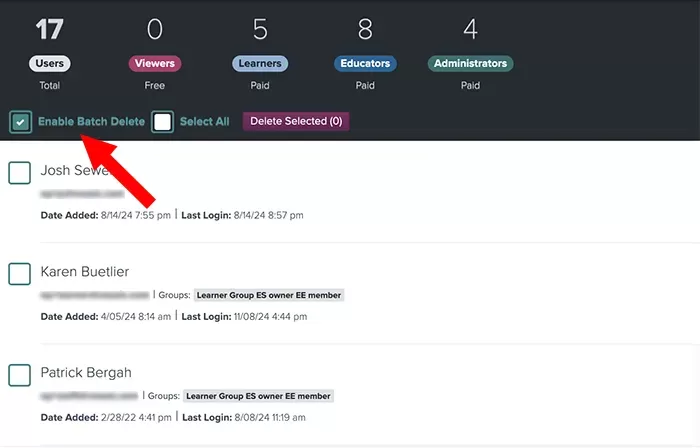 Batch Delete Users | Vosaic